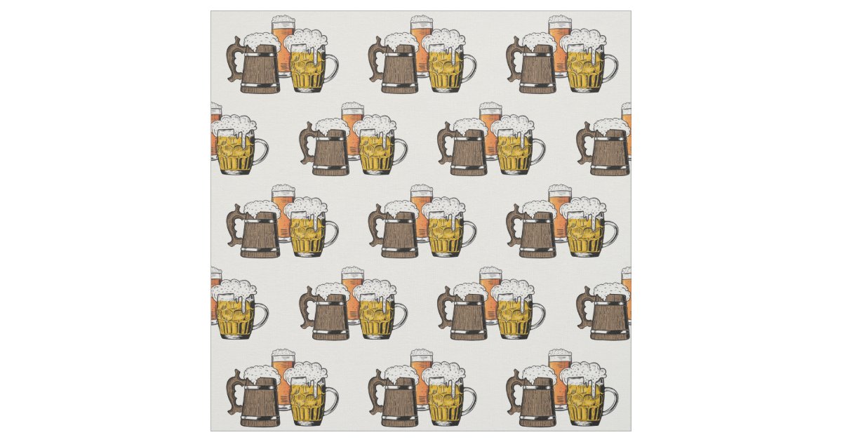 BEERS | Three Beers Cheers | Fun Cartoon Fabric | Zazzle