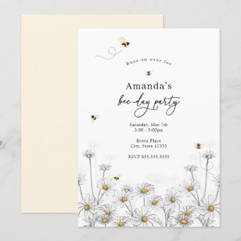 Bees and Daisies Beeday Birthday Invitation | Zazzle