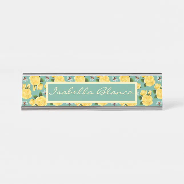 Bees And Roses Desk Name Plate | Zazzle