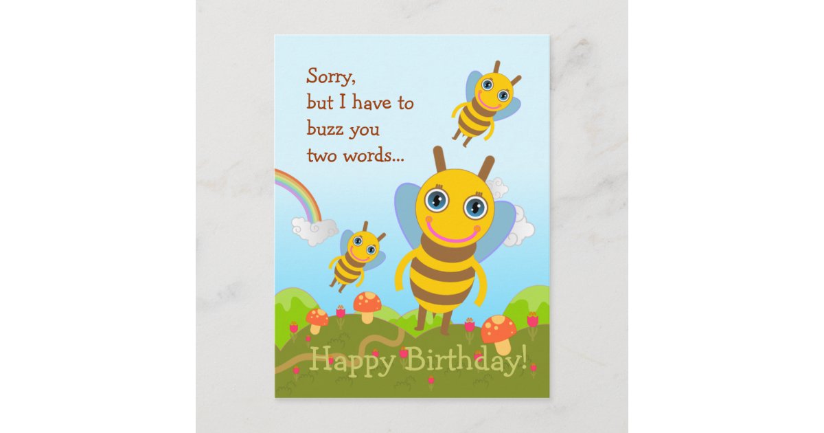 Bees buzz Happy Birthday Postcard | Zazzle