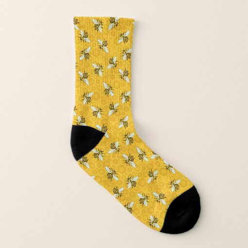 Bees Honeycomb Honeybee Hive Bumble Bee Pattern Socks | Zazzle