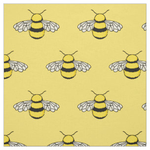 Cute Yellow Honey Bee Pattern Fabric | Zazzle