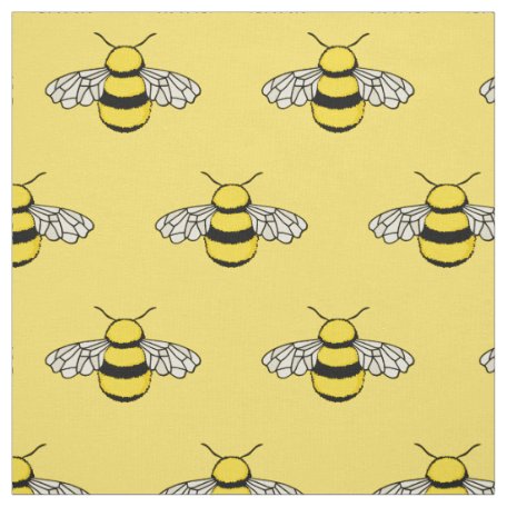 Cute Yellow Honey Bee Pattern Fabric | Zazzle