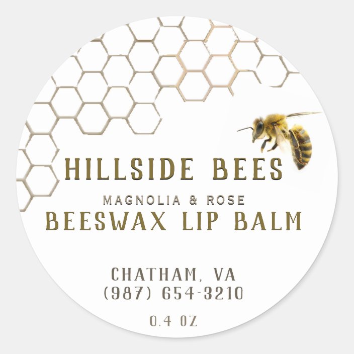 Beeswax Lip Balm Label with Honeycomb & Bee | Zazzle.com