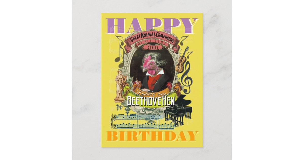 Beethovehen Beethoven Happy Birthday Postcard | Zazzle