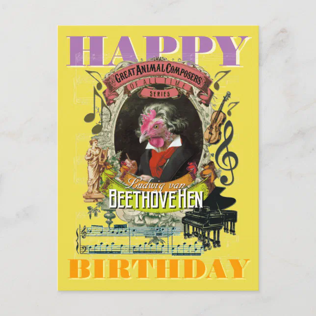 Beethovehen Beethoven Happy Birthday Postcard | Zazzle