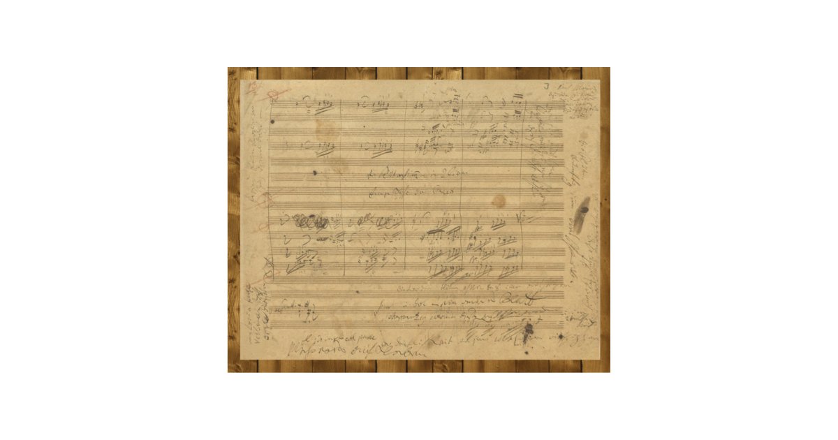 Beethoven 9th Symphony, Music Manuscript Wood Wall Art | Zazzle