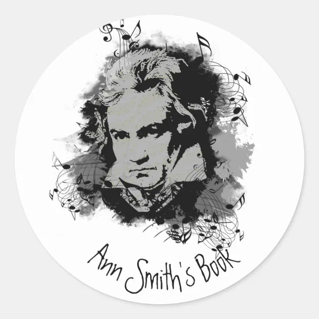 Beethoven Classical Music Composer Song-Writer Classic Round Sticker ...