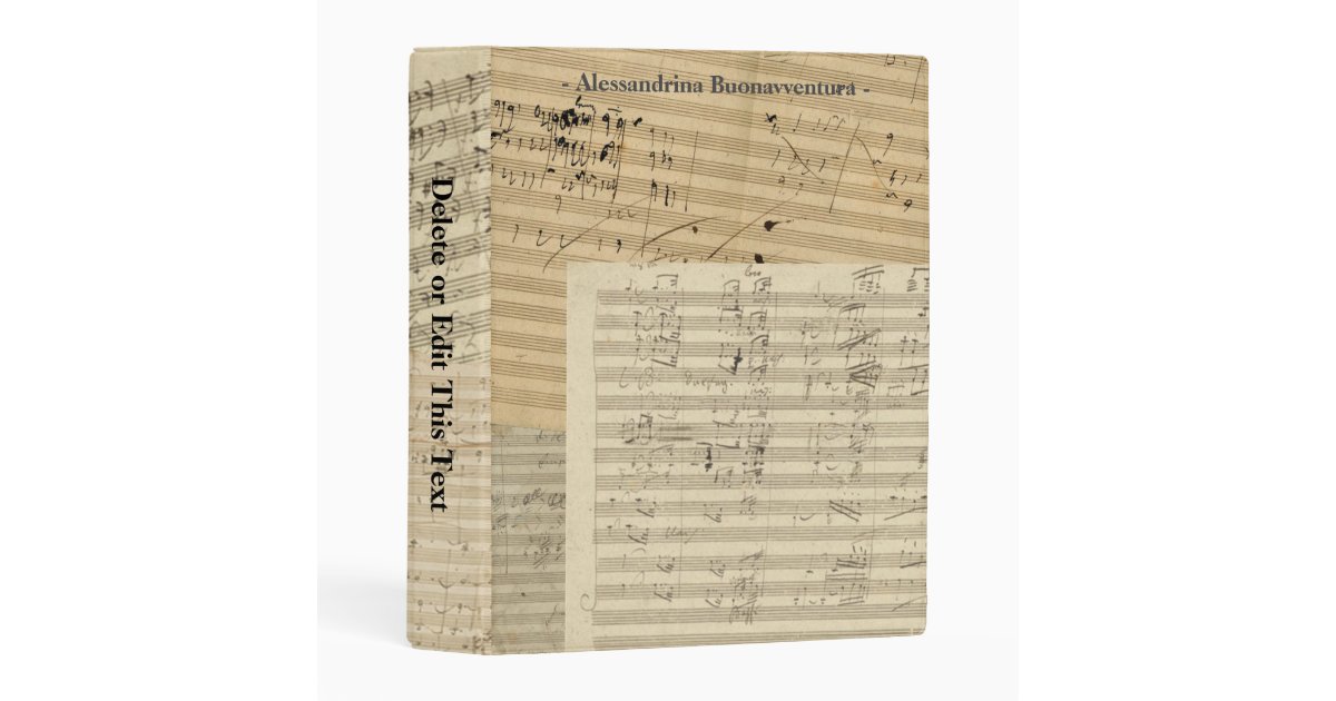 Beethoven Music Manuscripts Custom Text Mini Binder | Zazzle
