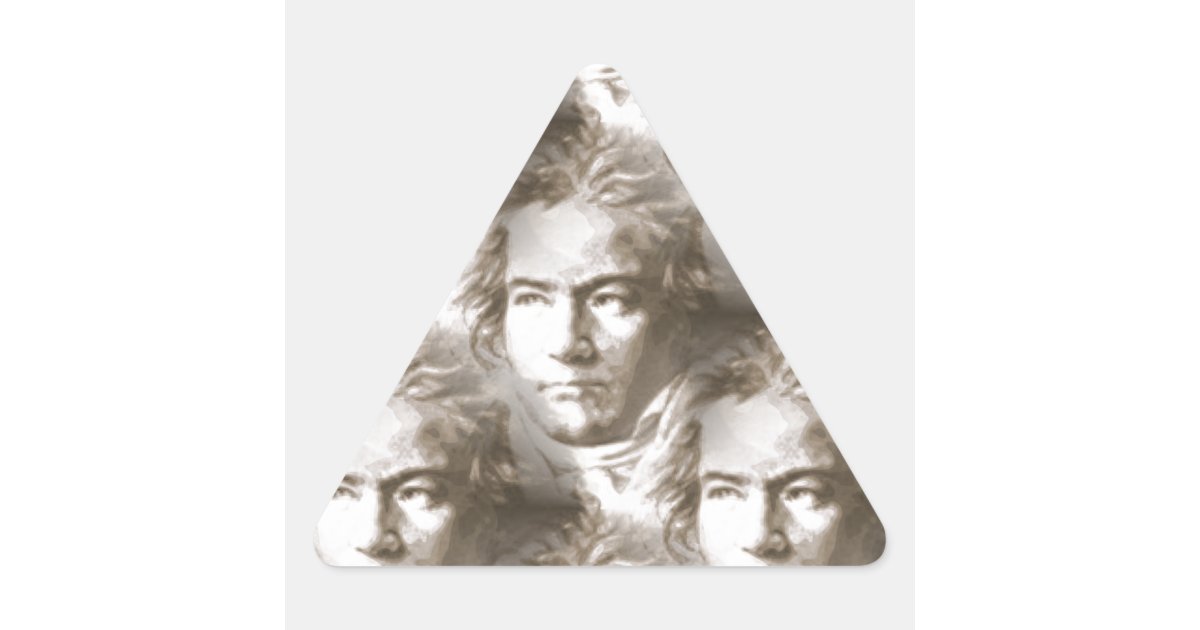 Beethoven Portrait Pattern Triangle Sticker | Zazzle