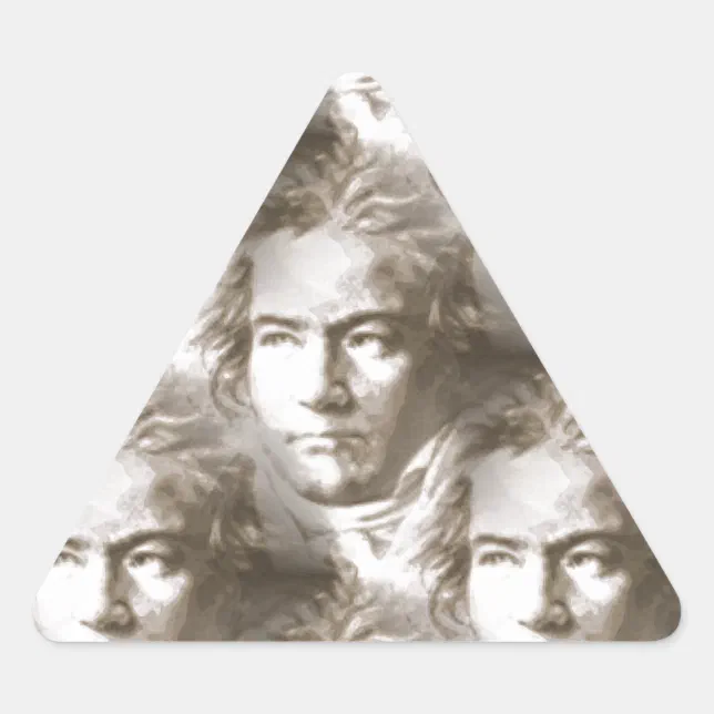 Beethoven Portrait Pattern Triangle Sticker | Zazzle