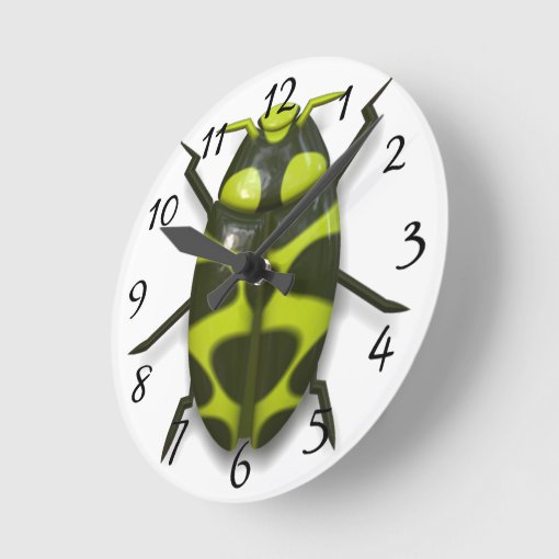 Beetle bug insect cute round clock | Zazzle