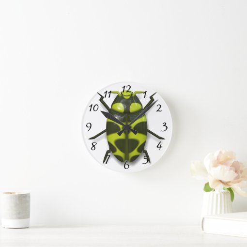 Beetle bug insect cute round clock | Zazzle