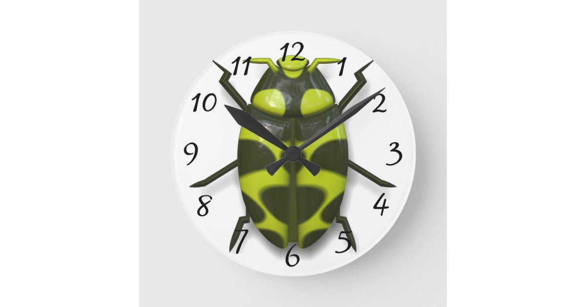 Beetle bug insect cute round clock | Zazzle