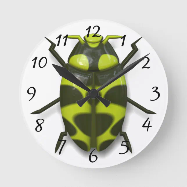 Beetle bug insect cute round clock | Zazzle