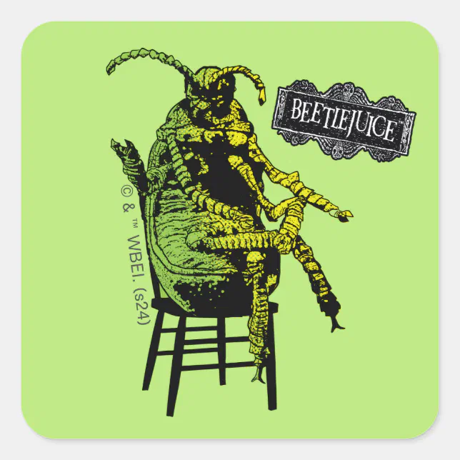Beetlejuice | Beetle in Chair Square Sticker | Zazzle