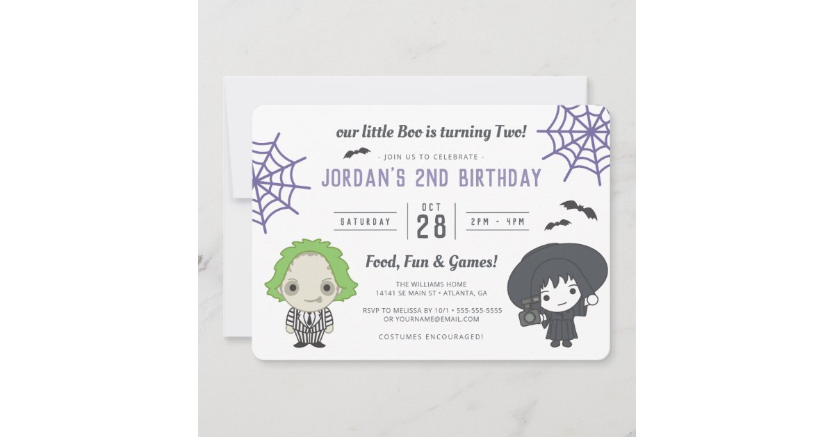 Beetlejuice | Little Boo is Turning Two Birthday Invitation | Zazzle