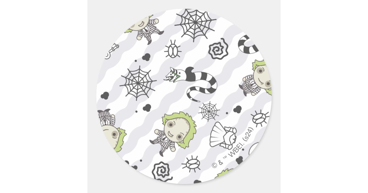 Beetlejuice Pattern Classic Round Sticker | Zazzle