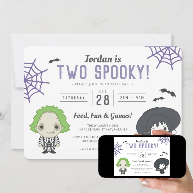 Beetlejuice | Two Spooky 2nd Birthday Invitation | Zazzle