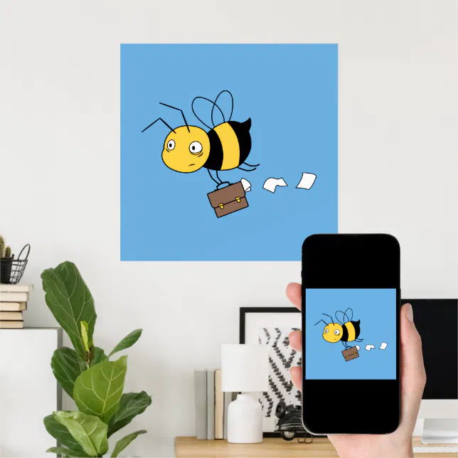 Beezness Bee, Tired Stressed Bee Holding Briefcase Poster | Zazzle