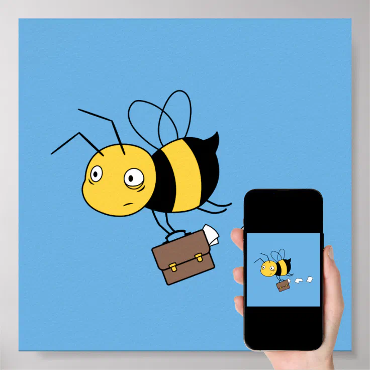 Beezness Bee, Tired Stressed Bee Holding Briefcase Poster | Zazzle