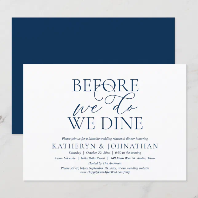 Before We Do, We Dine, Wedding Rehearsal Dinner In Invitation | Zazzle