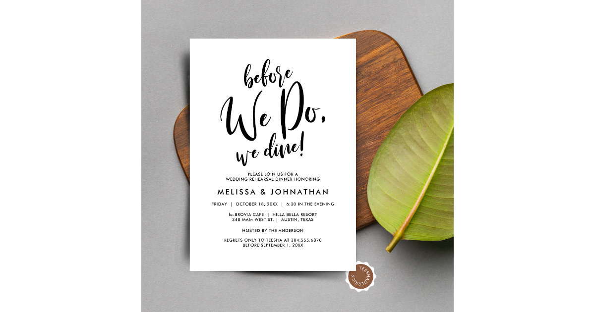 Before We Do, We Dine, Wedding Rehearsal Dinner Invitation | Zazzle