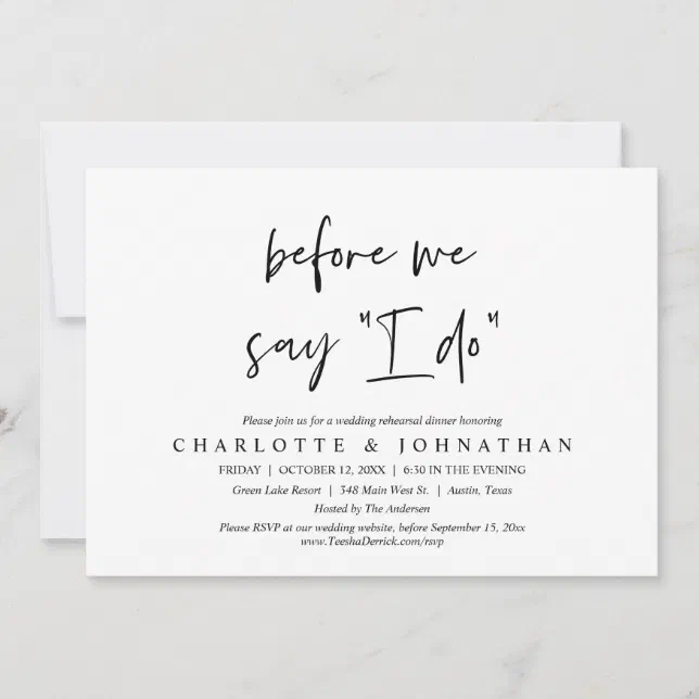 Before we say "I Do", Wedding Rehearsal Dinner Invitation | Zazzle