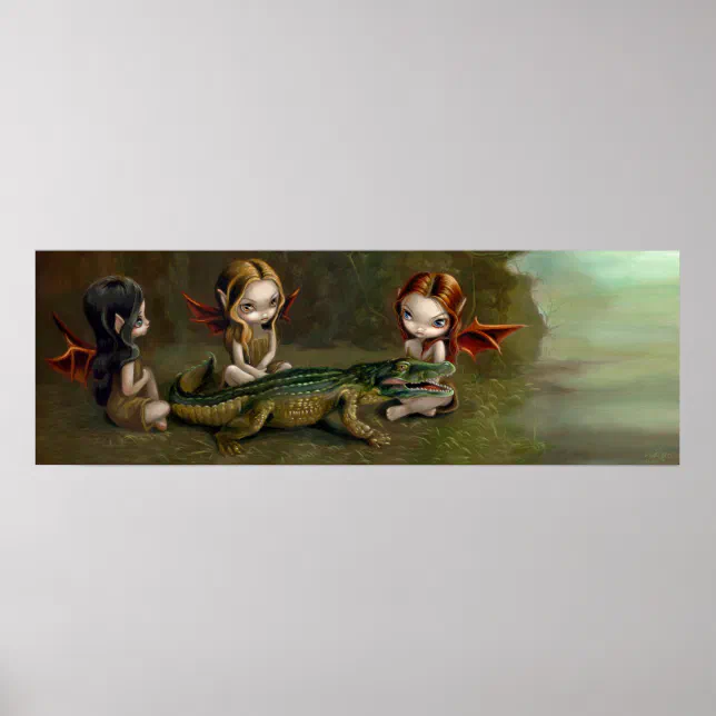 Befriending an Alligator fairy Art Print | Zazzle