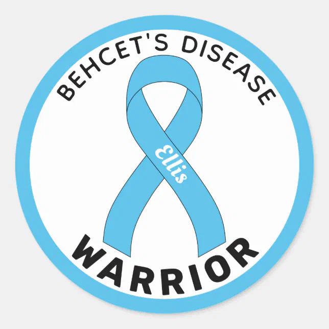 Behcet's Disease Warrior Ribbon White Classic Round Sticker | Zazzle