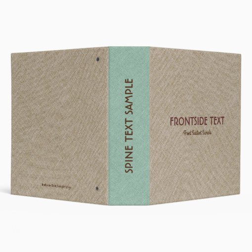 Beige and mint-green faux linen texture 3 ring binder | Zazzle