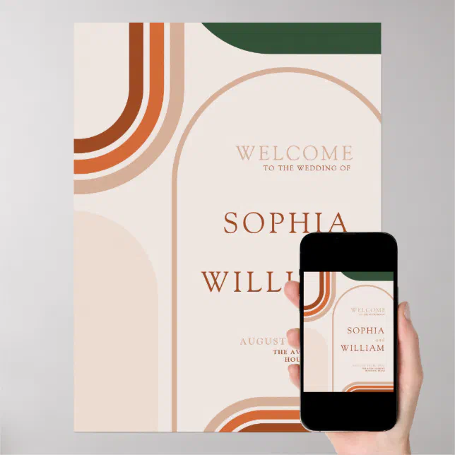 Beige Arch Wedding Welcome Sign Poster | Zazzle