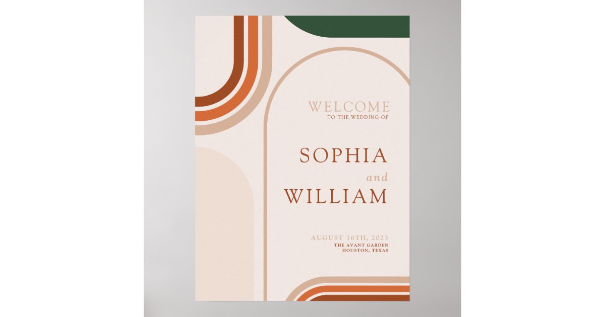 Beige Arch Wedding Welcome Sign Poster | Zazzle