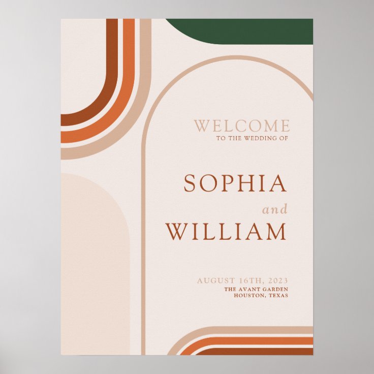 Beige Arch Wedding Welcome Sign Poster | Zazzle