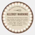 Beige Bakery Food Safety Allergens Alert Warning Classic Round Sticker ...