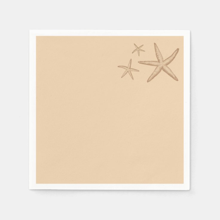 Beige Beach Themed Starfish Paper Napkins | Zazzle