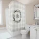 Beige Buffalo Check Monogram | Farmhouse Bathroom Shower Curtain | Zazzle