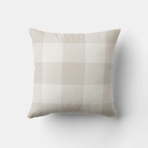 Beige Buffalo Check Monogram | Farmhouse Porch Outdoor Pillow | Zazzle