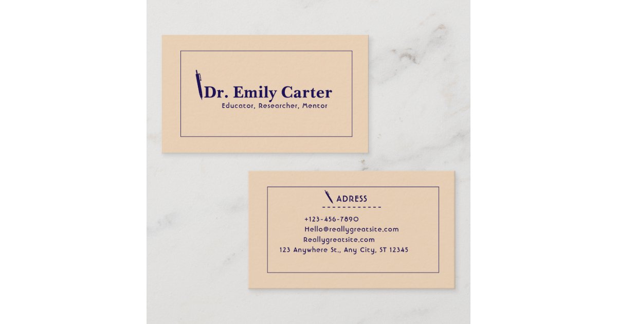 Beige college professor business card | Zazzle
