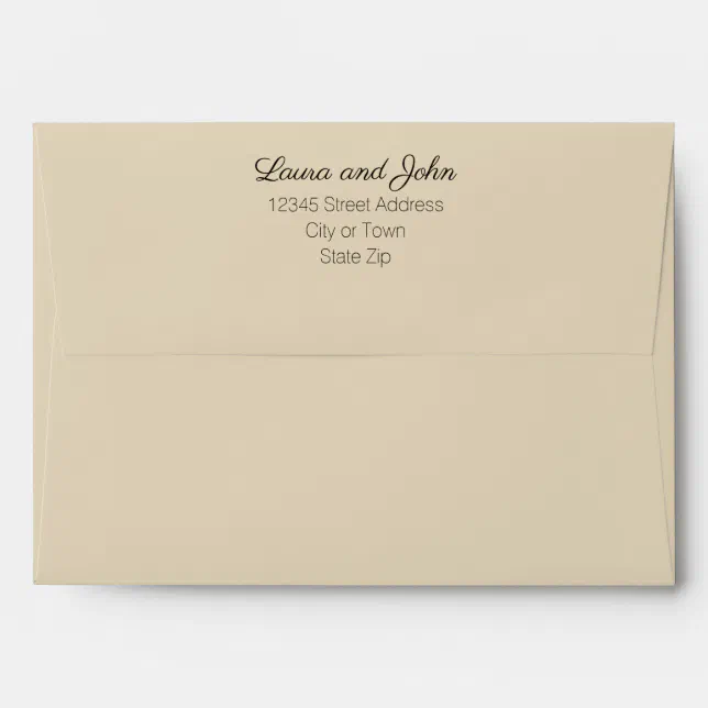 Beige Cream Custom Wedding Invitation 5x7 Envelope | Zazzle