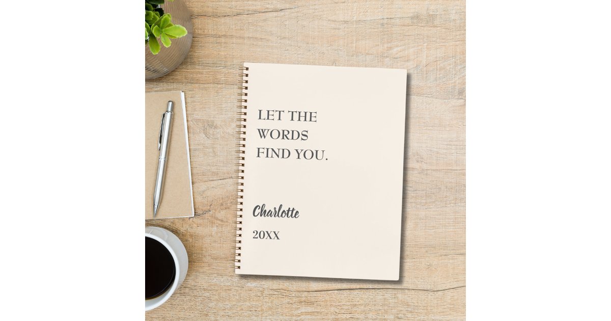 Beige cream inspirational quote writing notebook | Zazzle