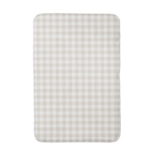 Beige Gingham | Farmhouse Bathroom Decor Bath Mat | Zazzle