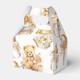 Beige & Gold Baby Shower Custom Bassinet Favor Boxes | Zazzle