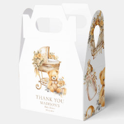 Beige & Gold Baby Shower Custom Bassinet Favor Boxes | Zazzle