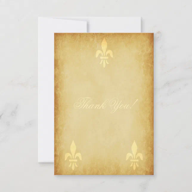 Beige gold de luxe French style fleur de lis Thank You Card | Zazzle