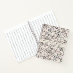 Beige Linen & Gray Elegant Dainty Floral Pattern Notebook | Zazzle