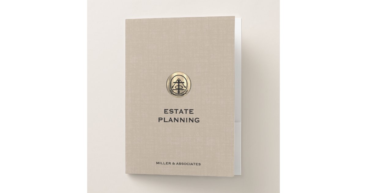 Beige Linen Print Estate Planning Pocket Folder | Zazzle