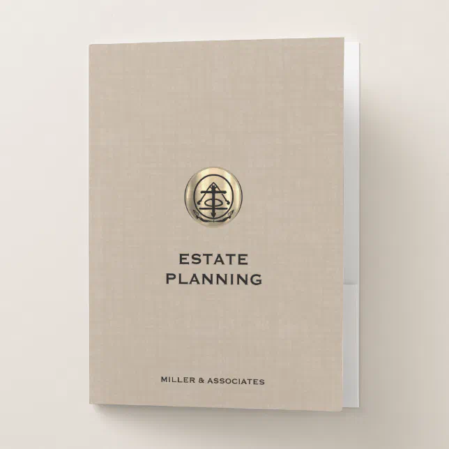 Beige Linen Print Estate Planning Pocket Folder | Zazzle