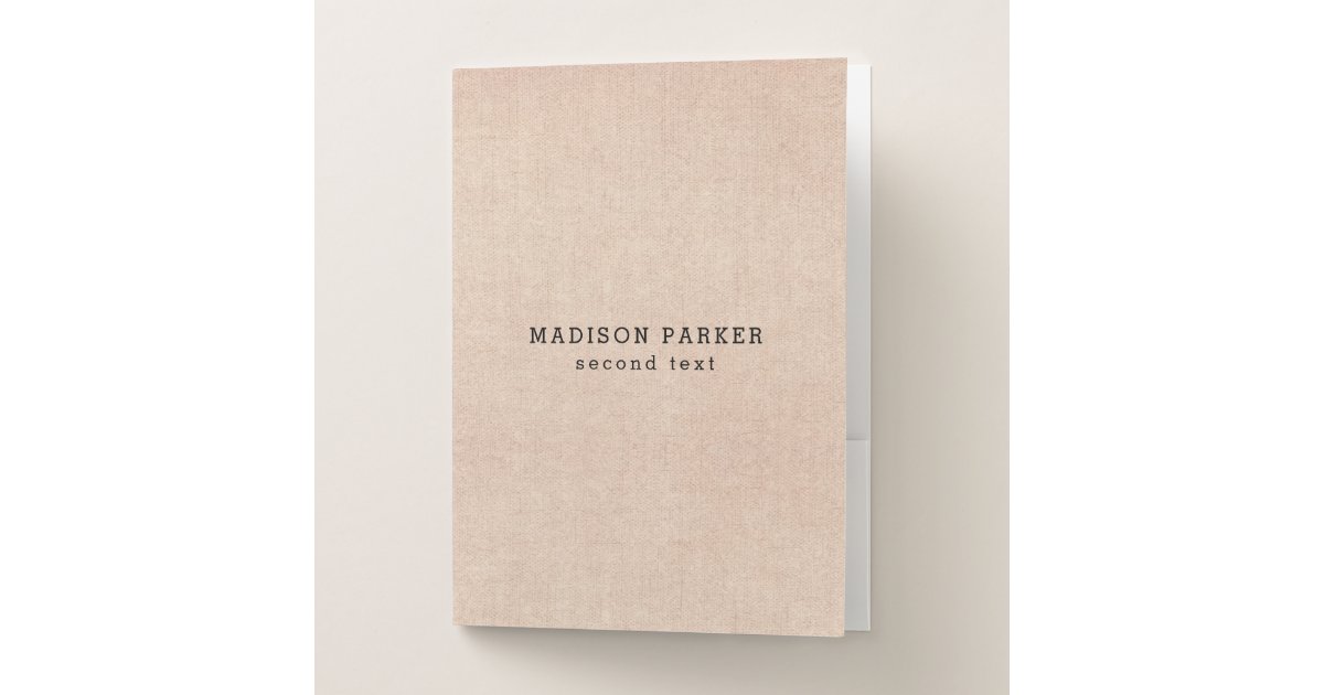 Beige Linen Texture Pocket Folder | Zazzle