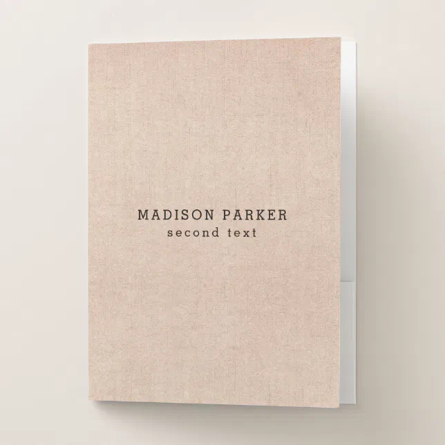 Beige Linen Texture Pocket Folder | Zazzle